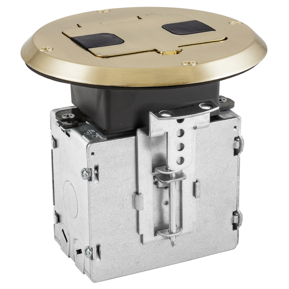 Hubbell RF515BR DUP RECESSED RCPT. FLOOR BOX KIT FOR WOOD FLOORS W/BRA ...